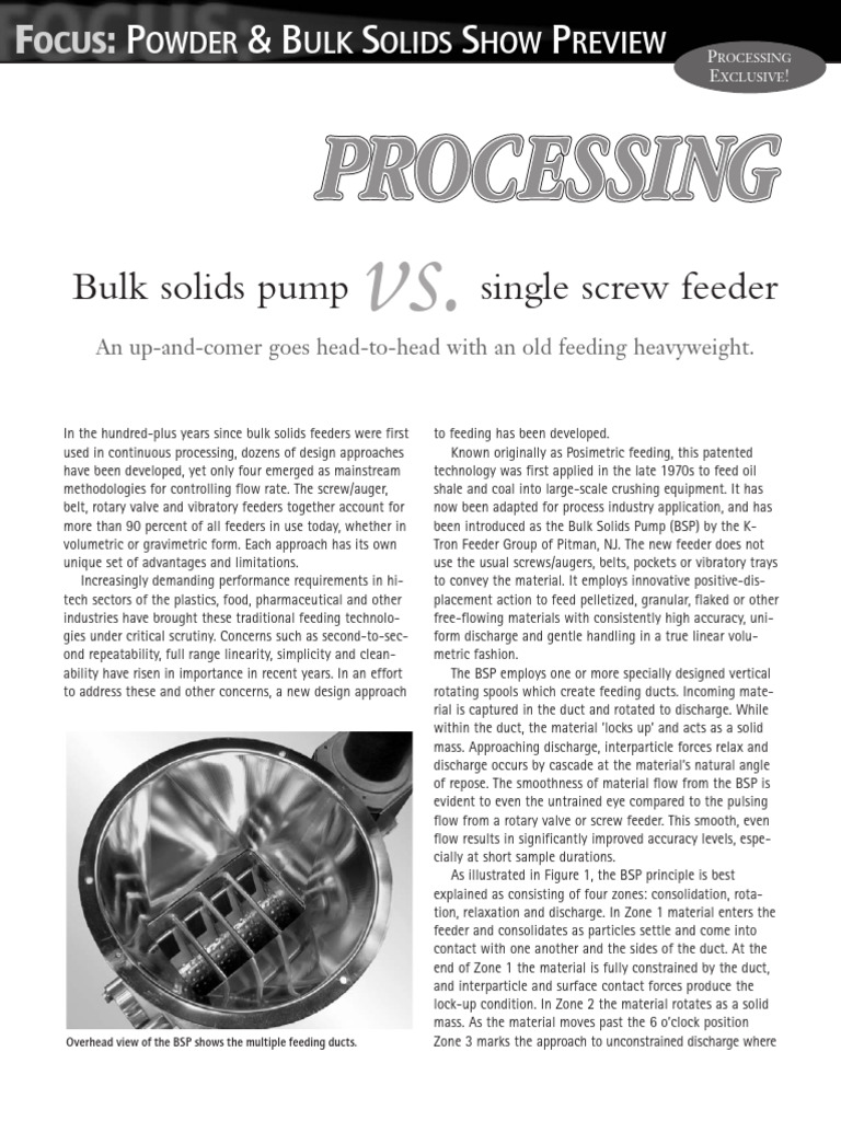 Bulk solids powder vs single screw feeder | PDF | Sampling (Statistics)