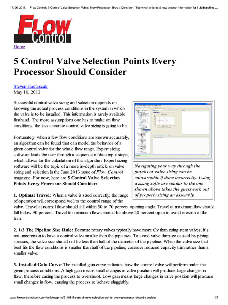 Flow Control - 5 Control Valve Selection Points | PDF