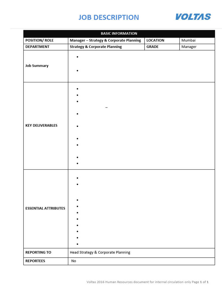 JD - Strategy Corprate Planning | PDF | Strategic Planning | Business