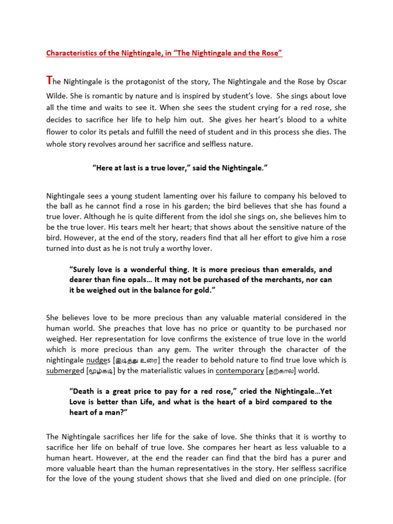 Characteristics of The Nightingale | PDF