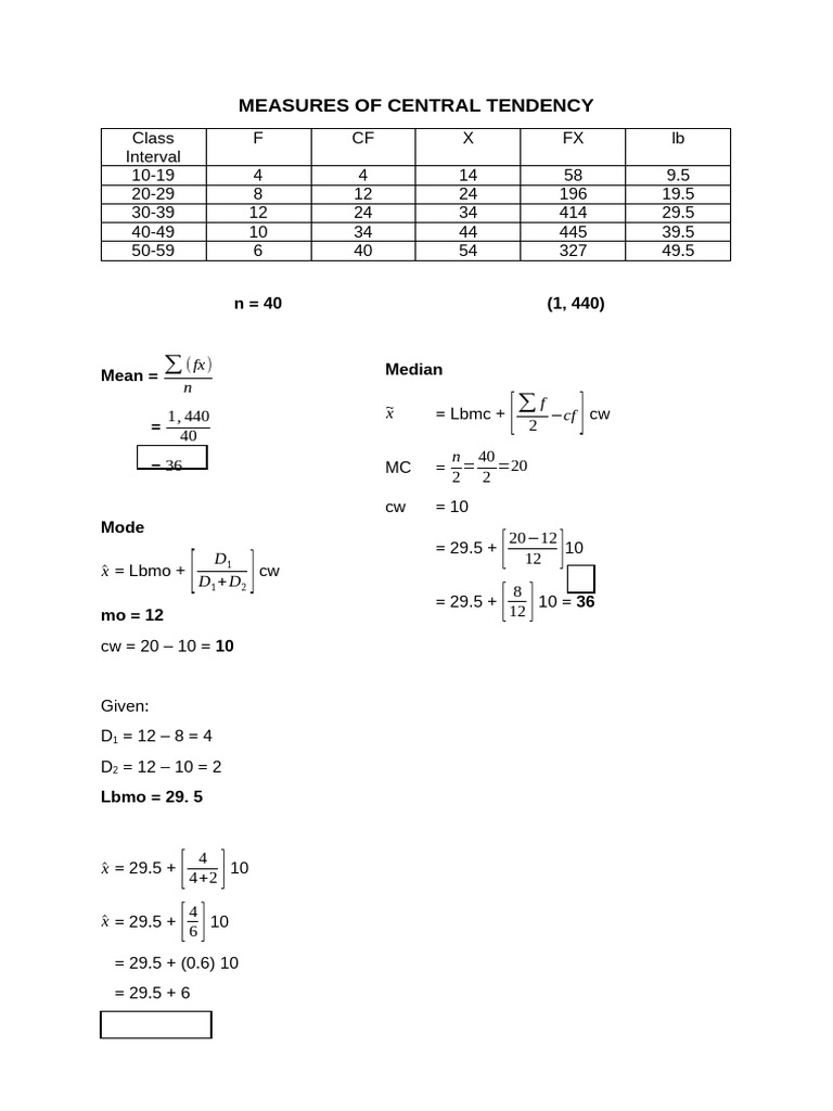 Measures of Central Tendency | PDF