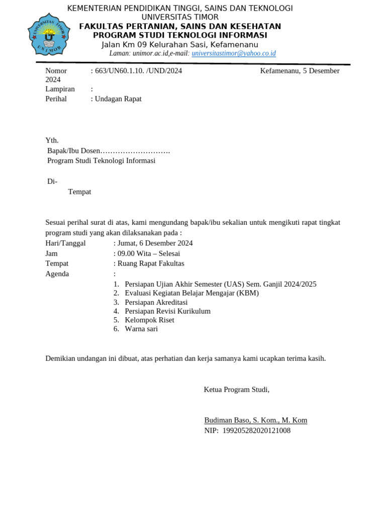 Undangan Rapat | PDF