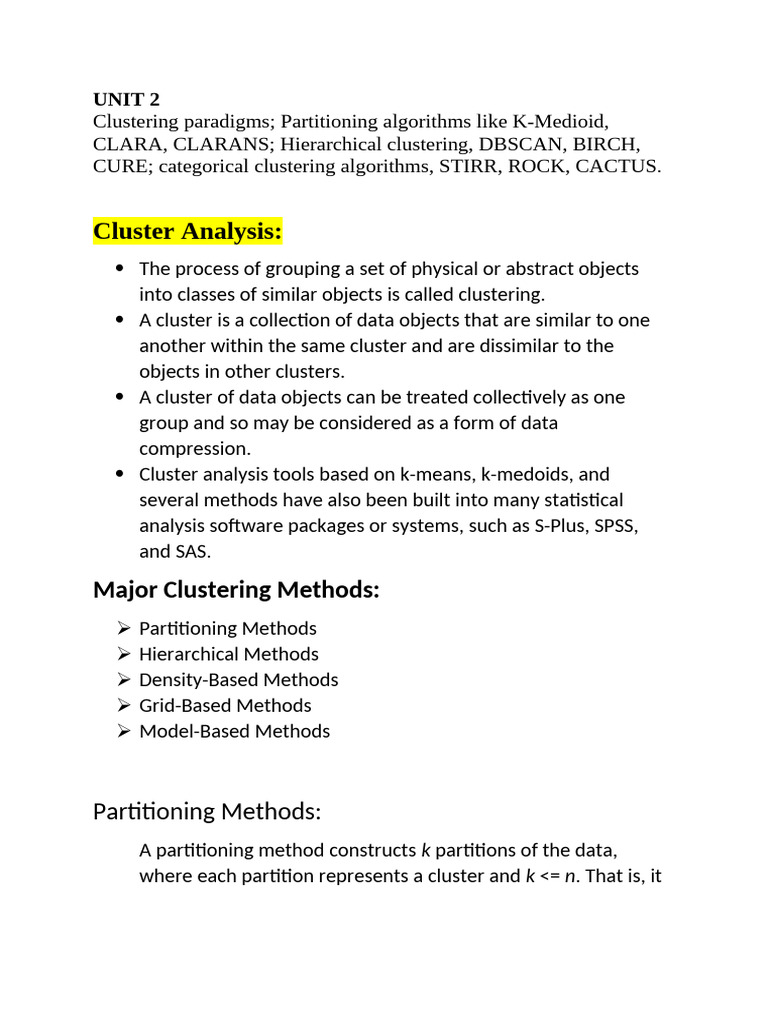 UNIT 2 DMW | PDF | Cluster Analysis | Statistical Data Types