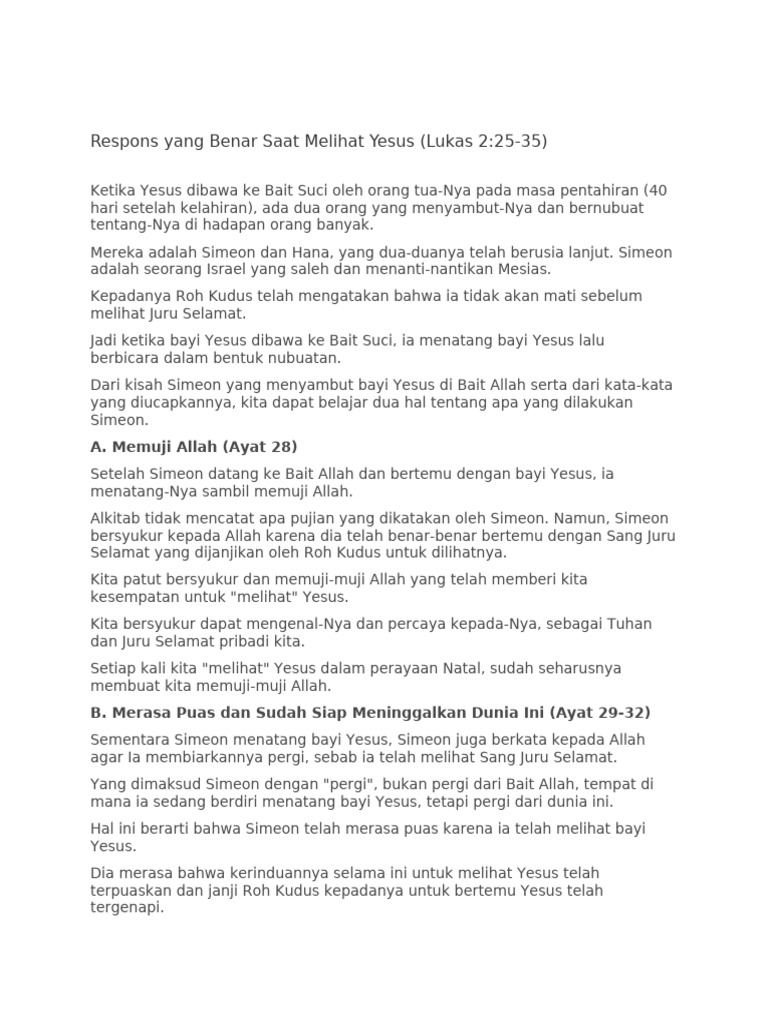 Respon Ya G Benar Melihat Yesus | PDF
