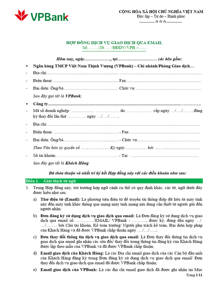 BM 02. Hop Dong Dich Vu Giao Dich Qua Email Final 23.12.2016 | PDF