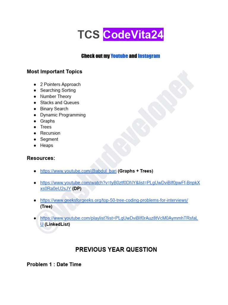 Tcs Codevita Previous Year Questions Pdf Numbers Algorithms And