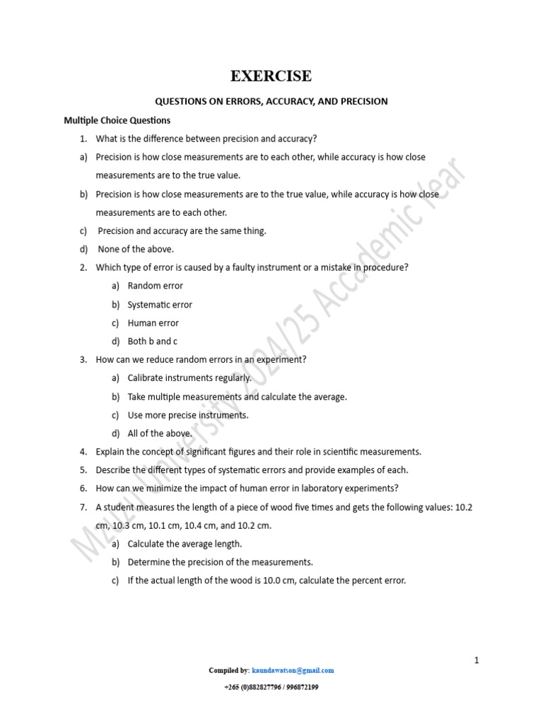 Errors, and Statistics Exercise | PDF | Accuracy And Precision | Observational Error