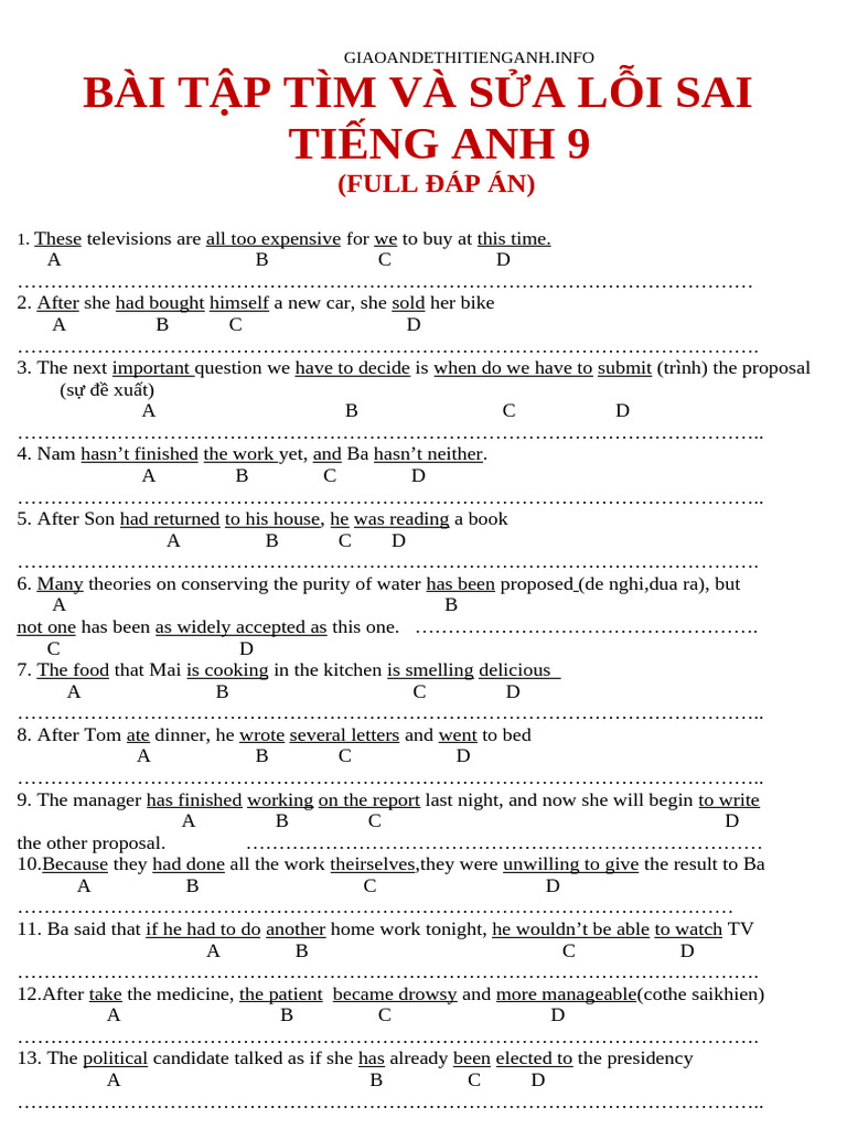 Bai Tapdap An Ve Sua Loi Sai TA9 Giaoandethitienganhinfo | PDF
