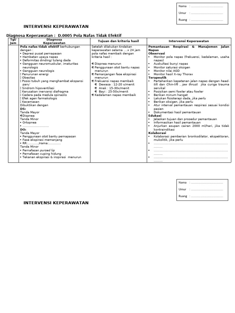 Kumpulan Intervensi Sdki | PDF