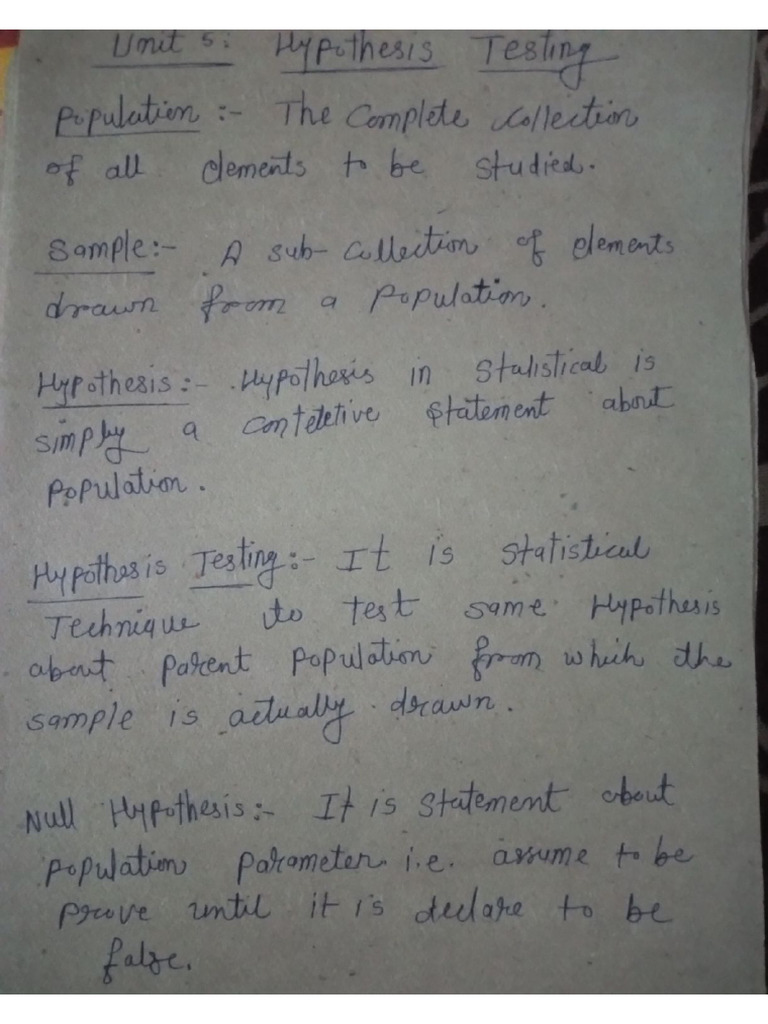 Hypothesis Testing (Hand Written) | PDF