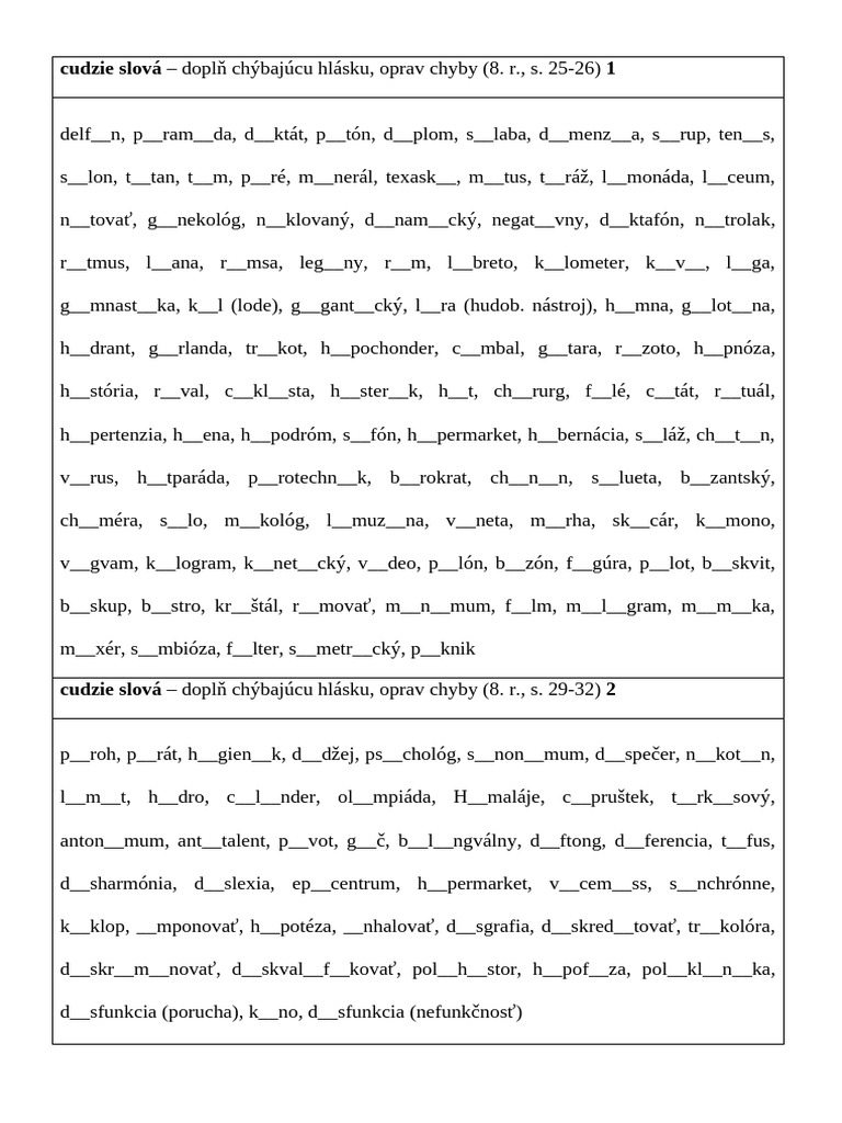 cudzie slová - doplňovačka | PDF
