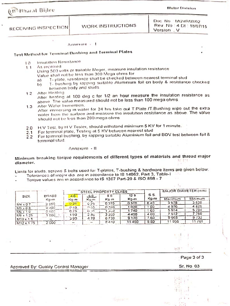 Torque Value | PDF