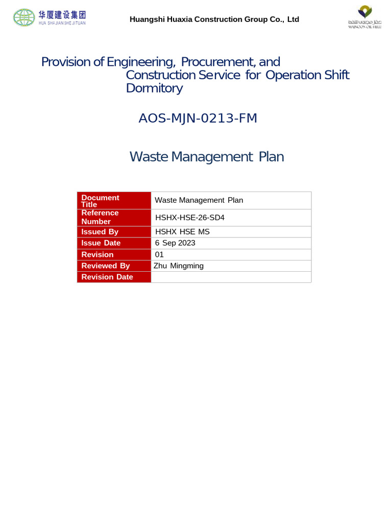 Waste Management Plan | PDF | Waste | Waste Management