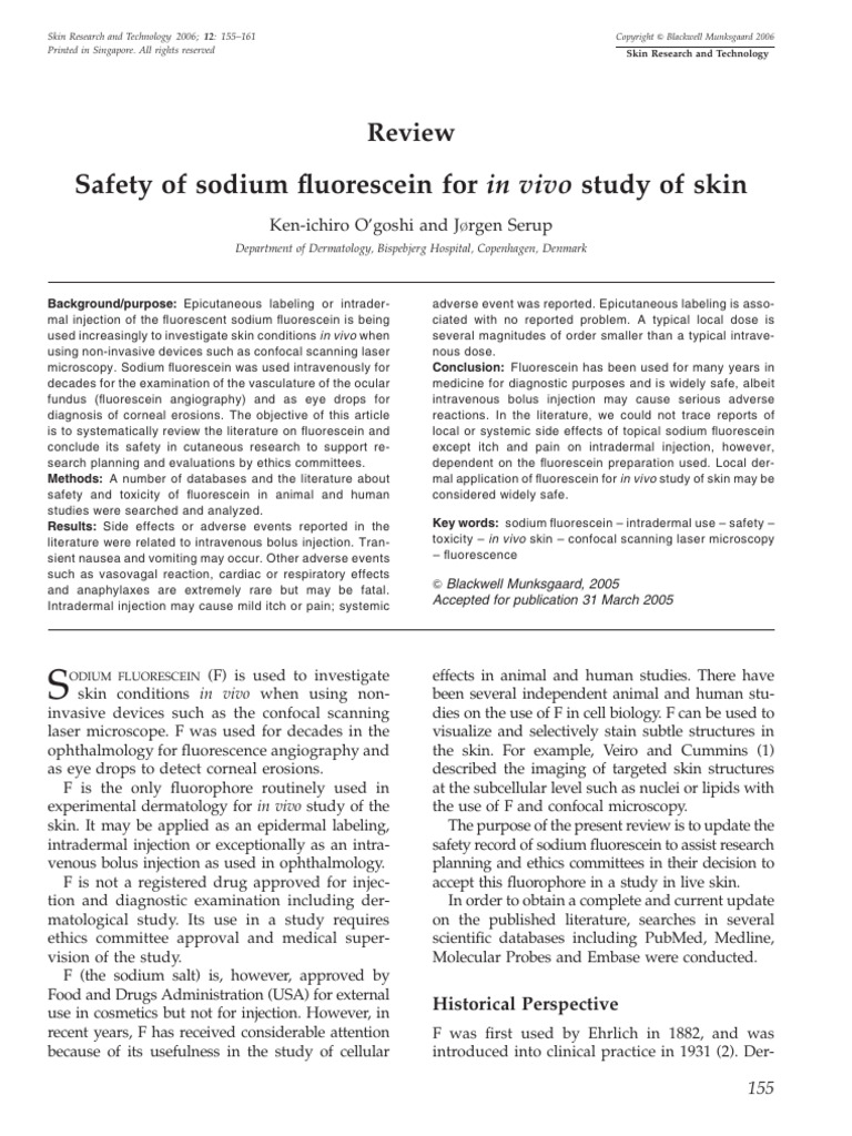 Safety of Sodium Fluorescein For Study of Skin: in Vivo | PDF ...