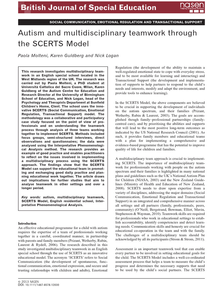 British J Special Edu - 2013 - Molteni - Autism and multidisciplinary ...