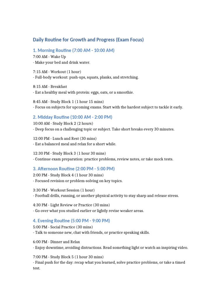 Daily Routine Exam Focus Updated | PDF