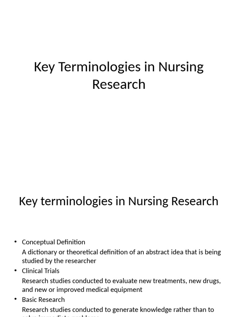 Key Terminologies in Nursing Research (1) (Read-Only) | PDF