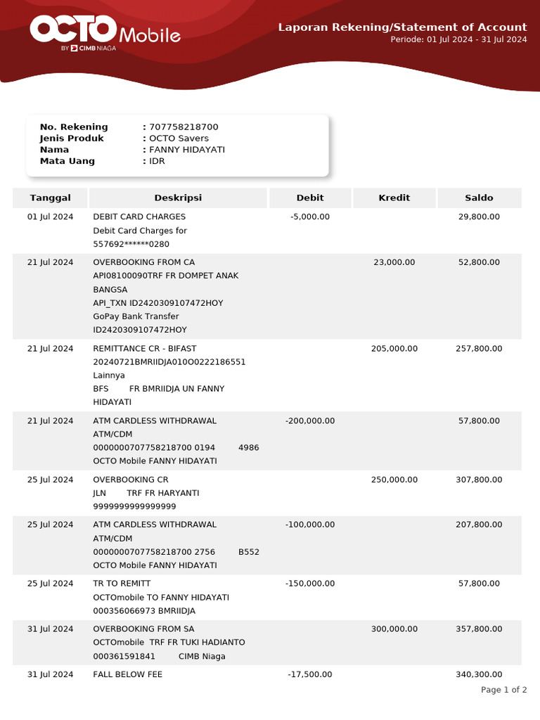 CASA_Statement_Jul2024_30092024085558.pdf | PDF | Banking | Retail ...