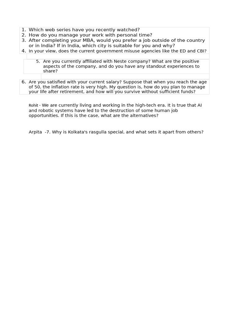 Question Answer Session | PDF