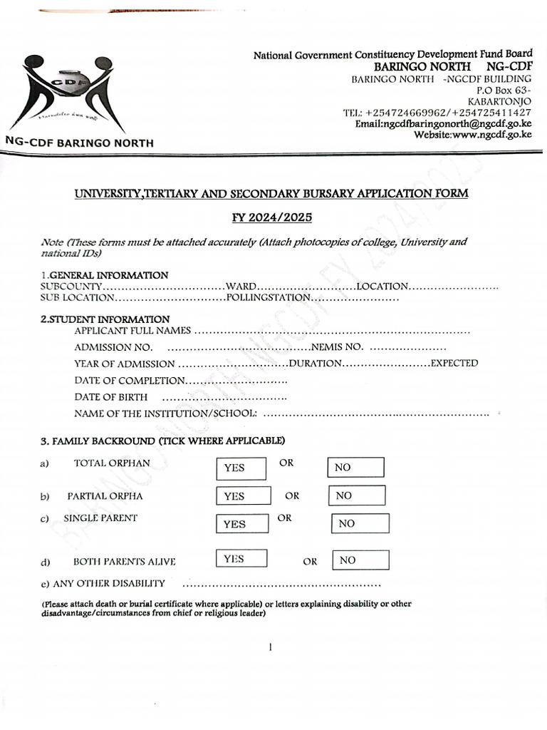 Bursary Form Fy 2024-2025 | PDF