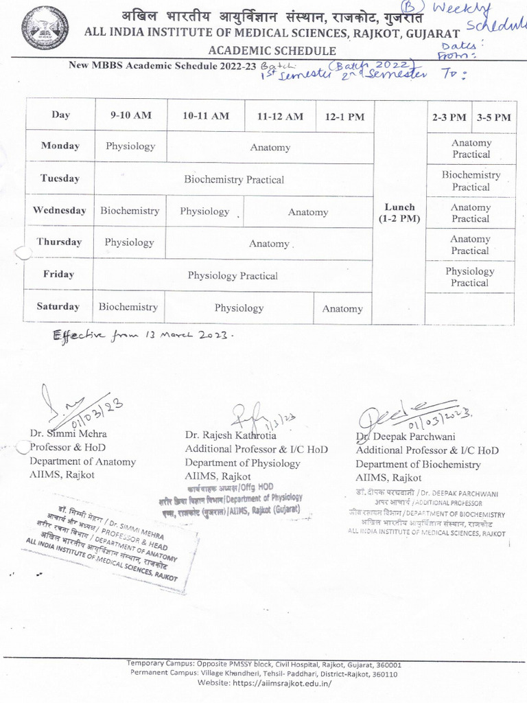 2nd Sem Weekly Schedule | PDF