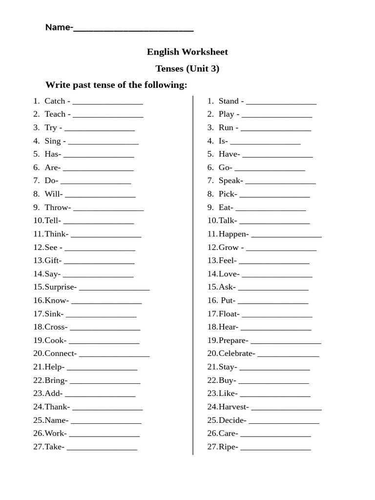 English Worksheet Unit 3 Grammar1 | PDF