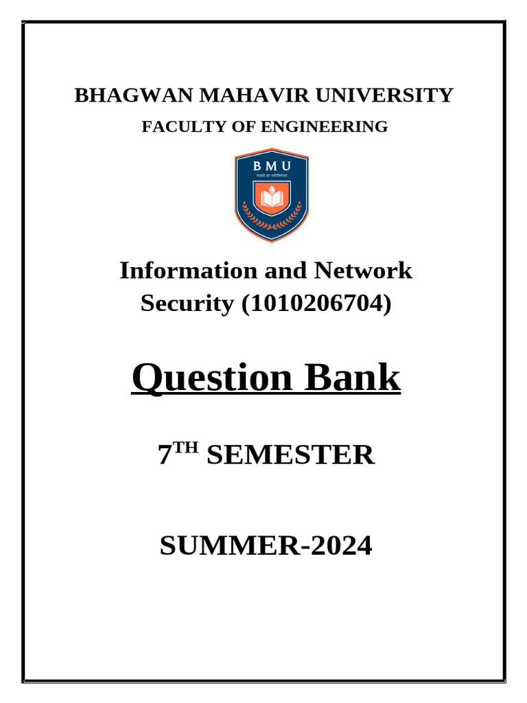 INS_Question_bank (1) | PDF | Encryption | Cipher