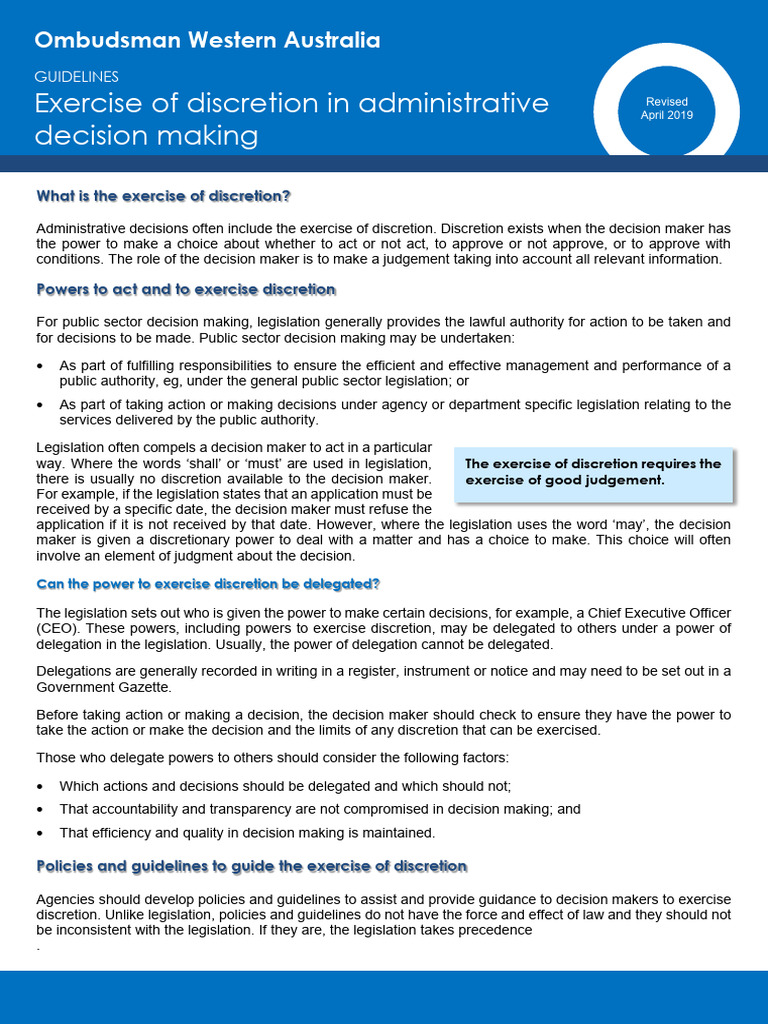 Exercise-of-discretion-in-admin-decision-making | PDF | Burden Of Proof ...