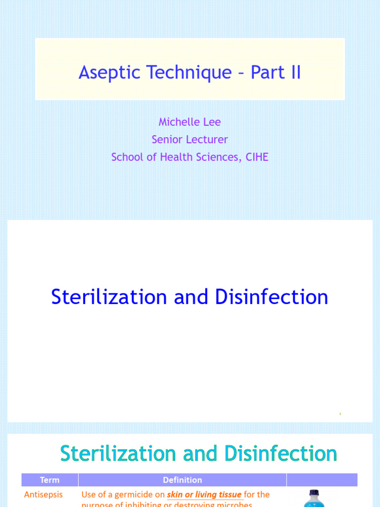 Aseptic Technique - Part II - Student Version | PDF | Disinfectant | Wound