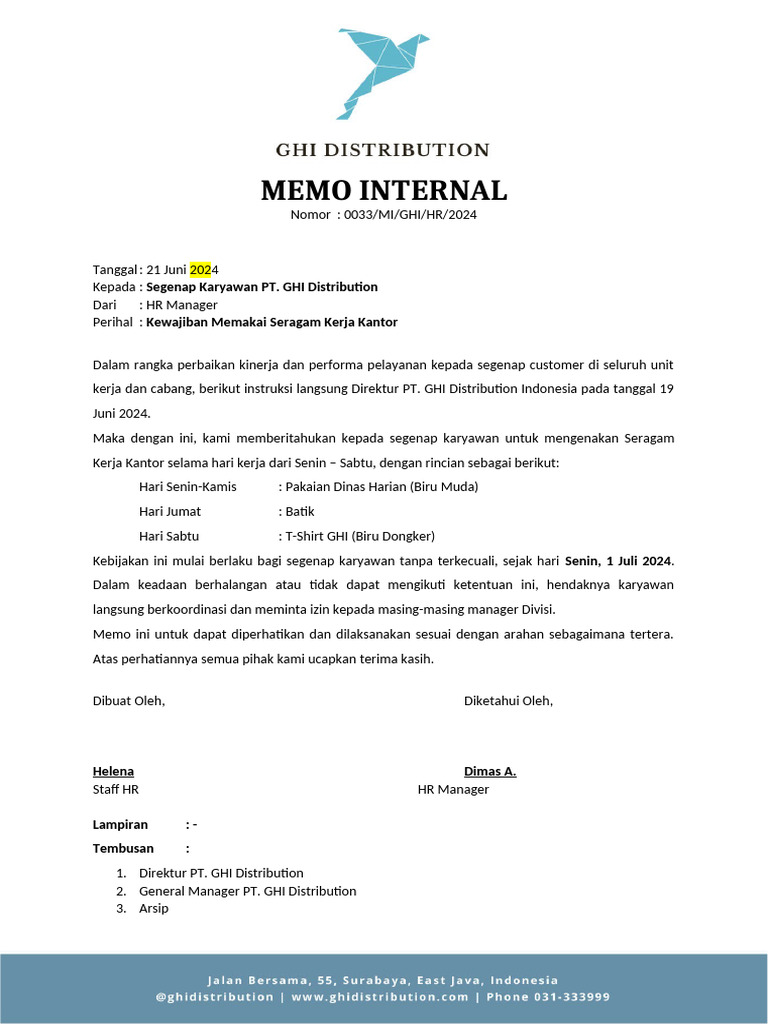 Internal Memo (SAMPLE) | PDF
