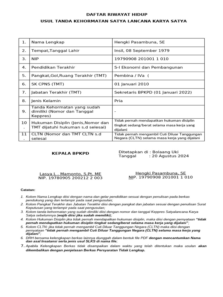 Tanggal Lahir Hengki Pasambuna | PDF