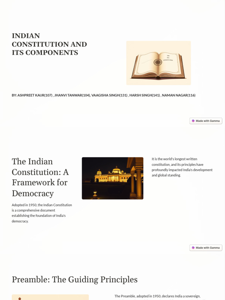 Indian Constitution and Its Components | PDF | Governance | Justice