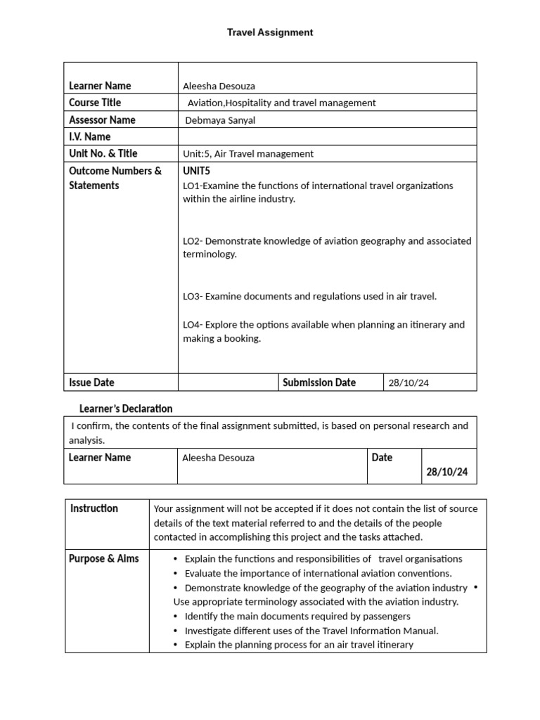 Air Travel Management Assignment Guide | PDF
