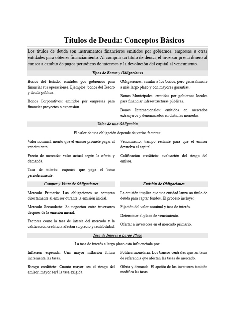 Títulos de Deuda | PDF | Deuda gubernamental | Tasas de interés