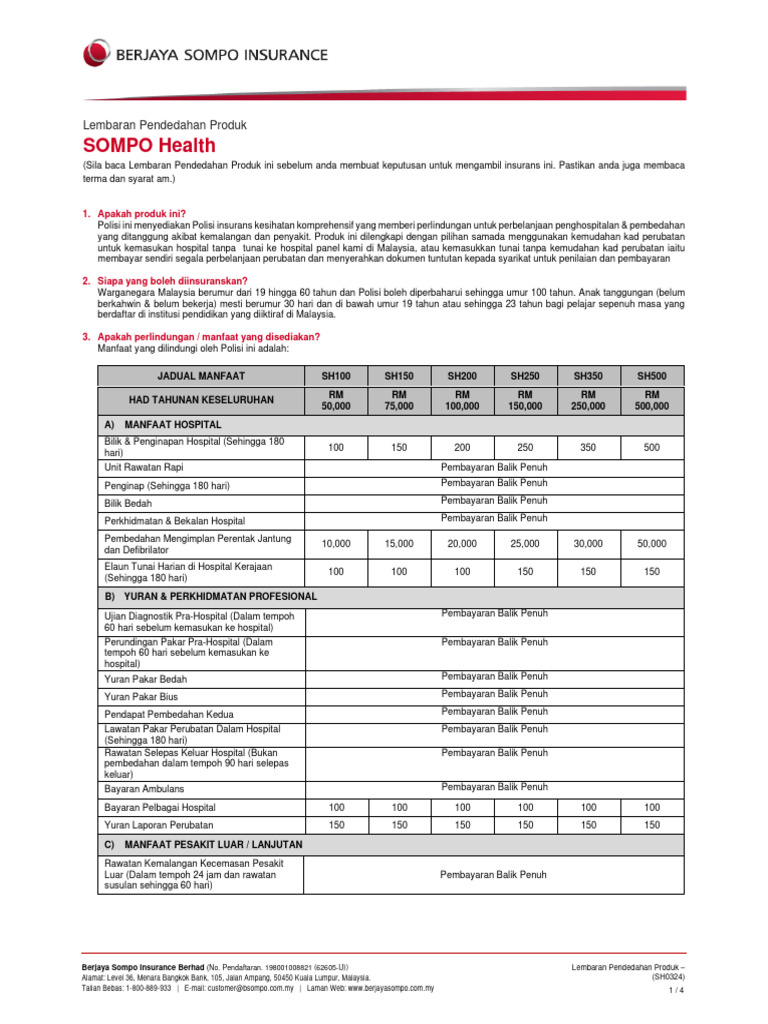 SOMPO Health PDS BM (Ver 0324) - 0 | PDF