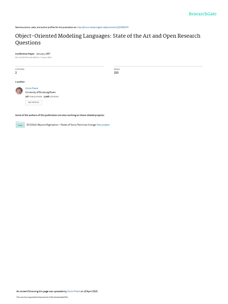 Object-Oriented Modeling Languages State of The Ar | PDF | Unified Modeling Language ...