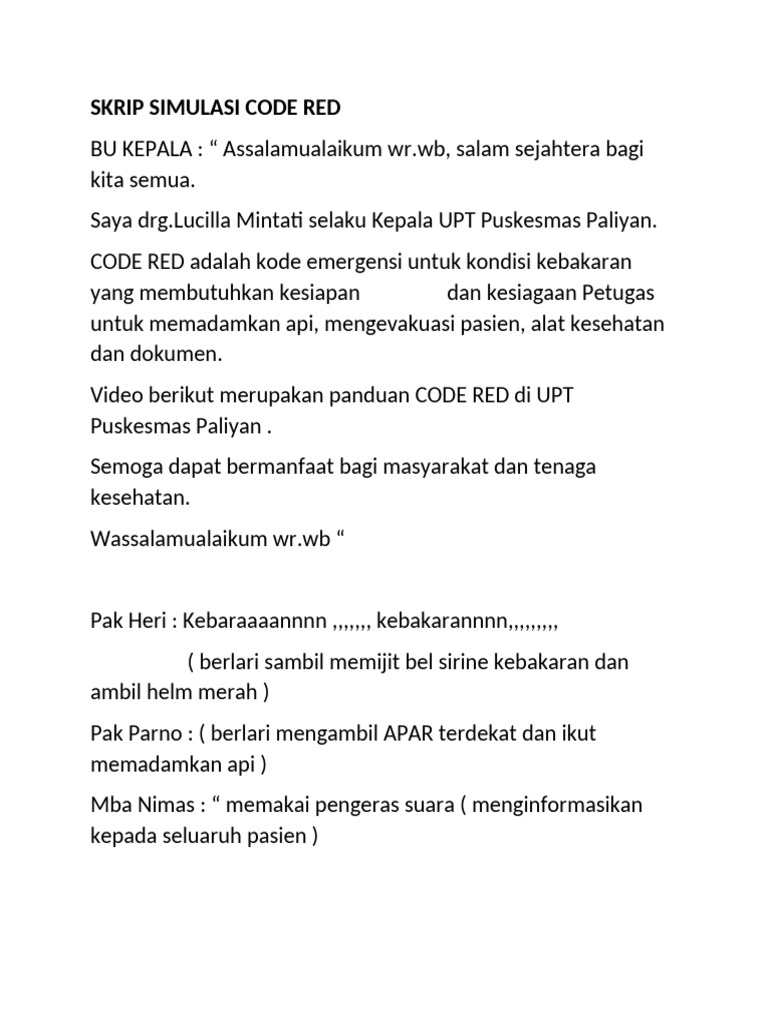 Skrip Simulasi Code Red | PDF
