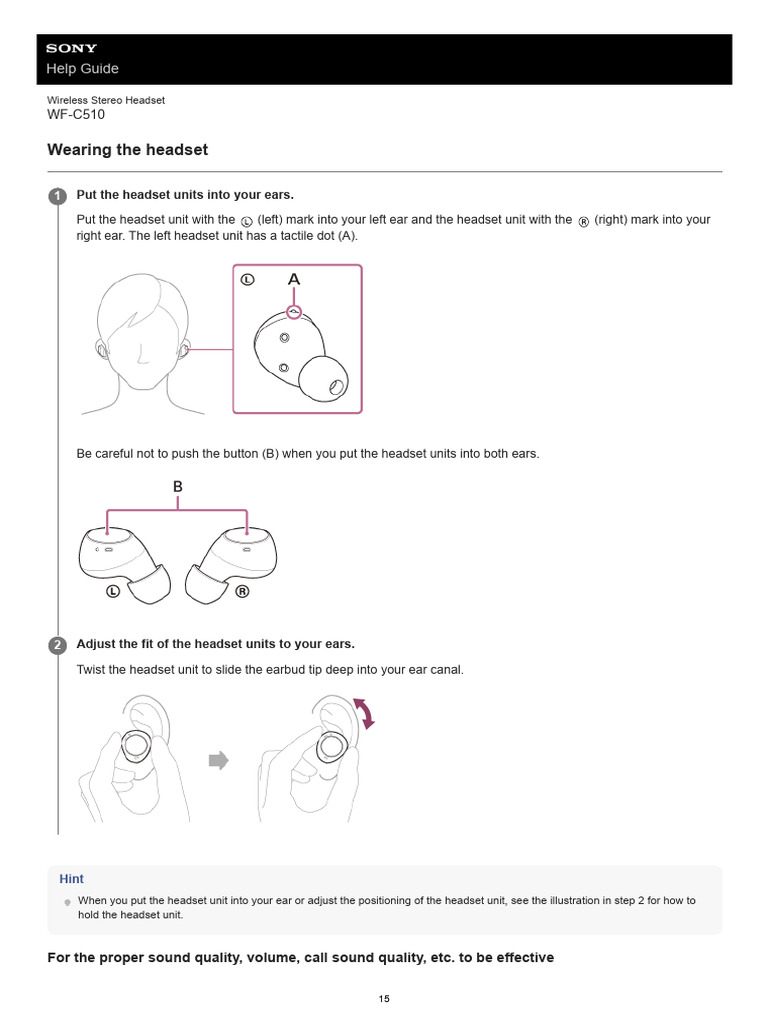 Sony WF-C510 Earbuds-15-16 | PDF
