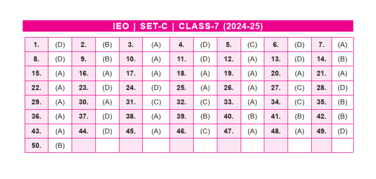 Ieo Set-c Answer Key Class-7 2024-25 | PDF