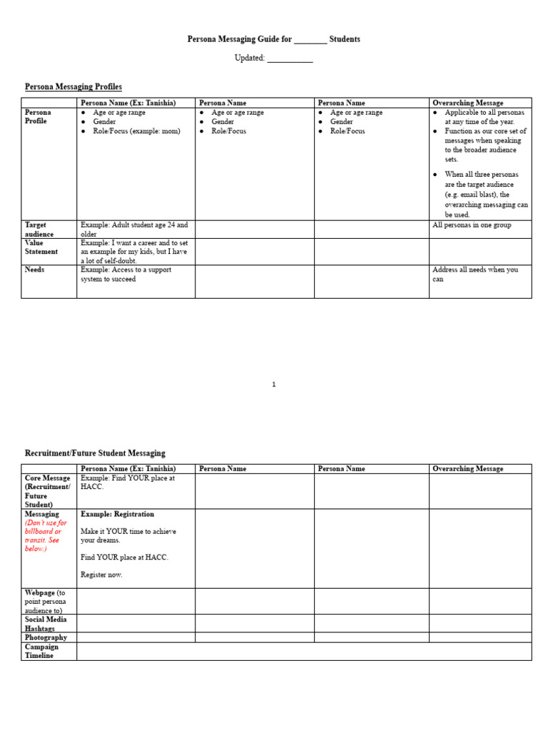 Persona Messaging Guide Template.docx | PDF | Computing