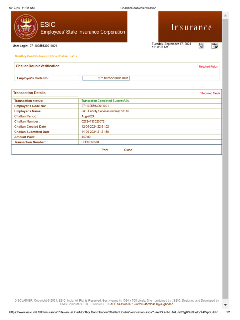 Jodhpur Esic Challan | PDF