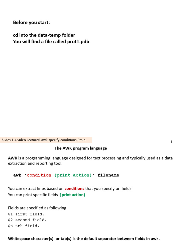 Lecture6-awk | PDF | Computing | Computer Programming Lecture6-awk | PDF | Computing | Computer Programming