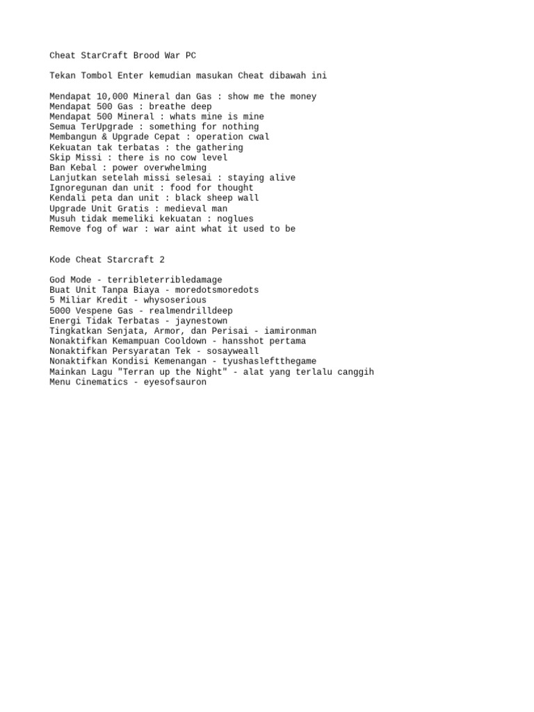 Cheat Starcraft | PDF