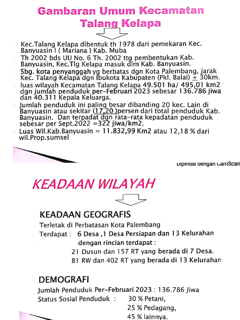 Gambaran umum talang kelapa | PDF