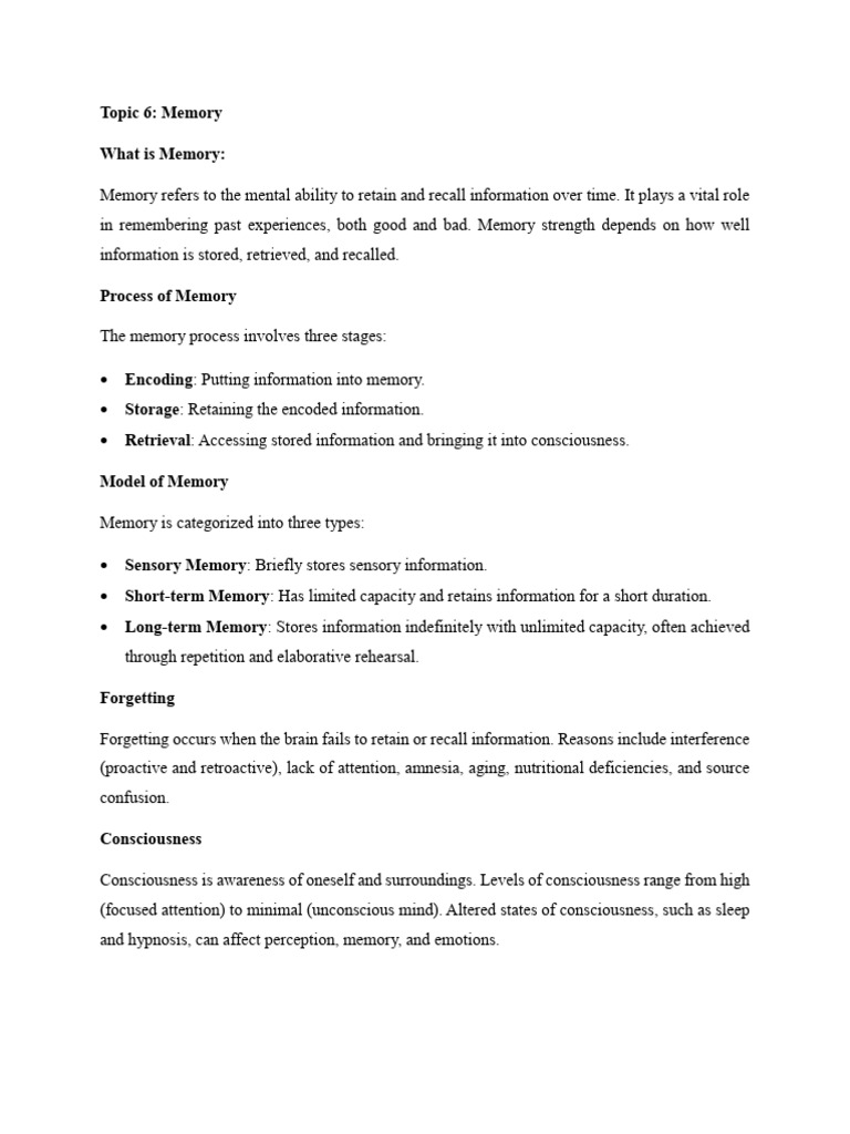 Topic 6 | PDF | Memory | Recall (Memory)