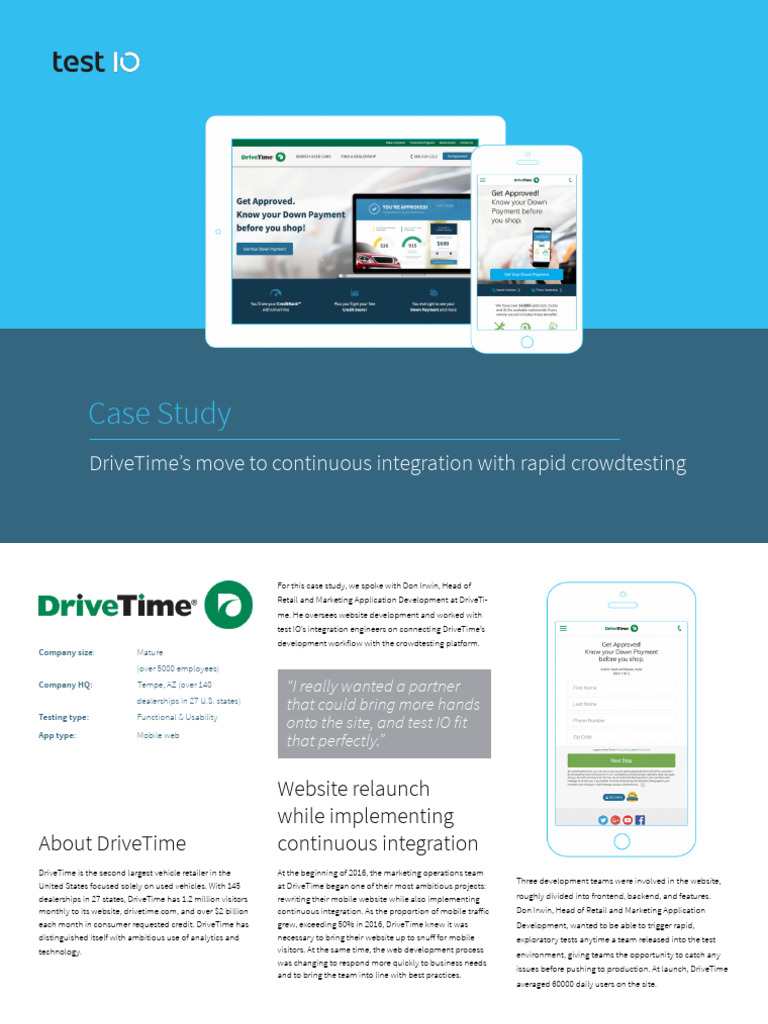 Test IO Case Study DriveTime en | PDF | Software Testing | Quality ...