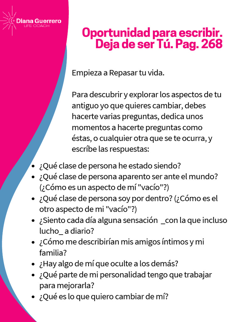 Deja de ser tú: Reflexiones y cambios | PDF | Las emociones | Mente