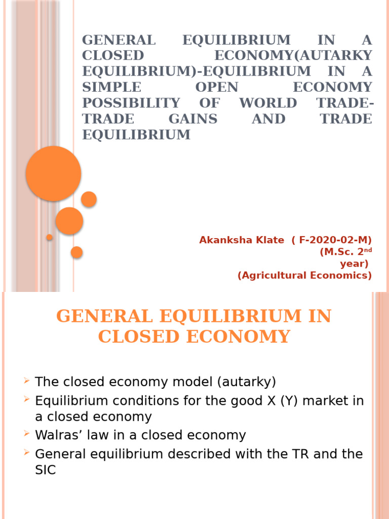 General Equilibrium in Closed Economy | PDF | Economics | Trade