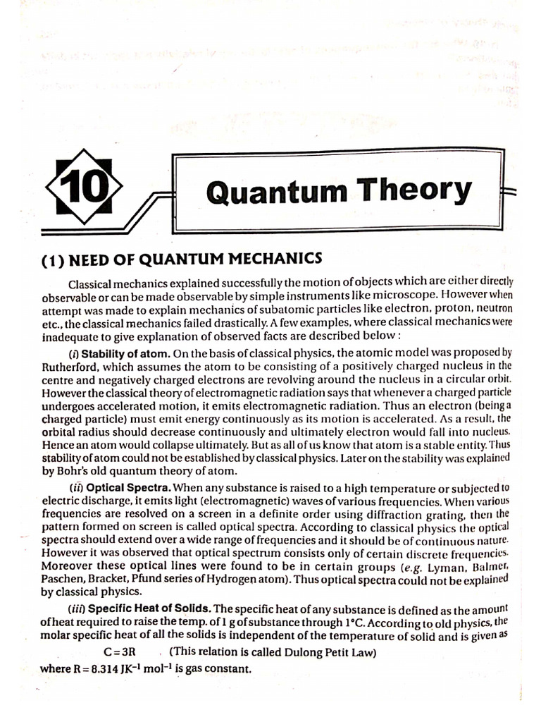CH 10 - QUANTUM THEORY | PDF