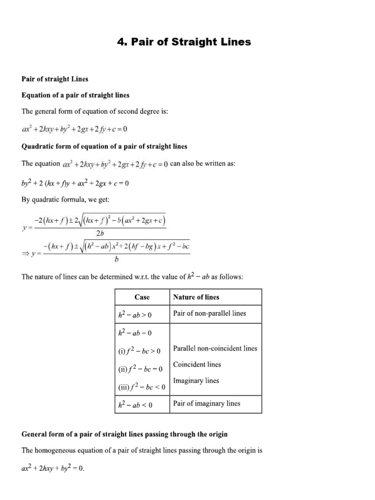 Pair of Straight Lines | PDF